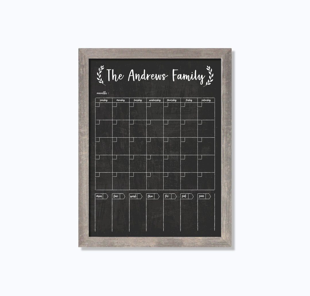 Chalkboard Calendar 24x18 Dry Erase Calendar Framed - Etsy