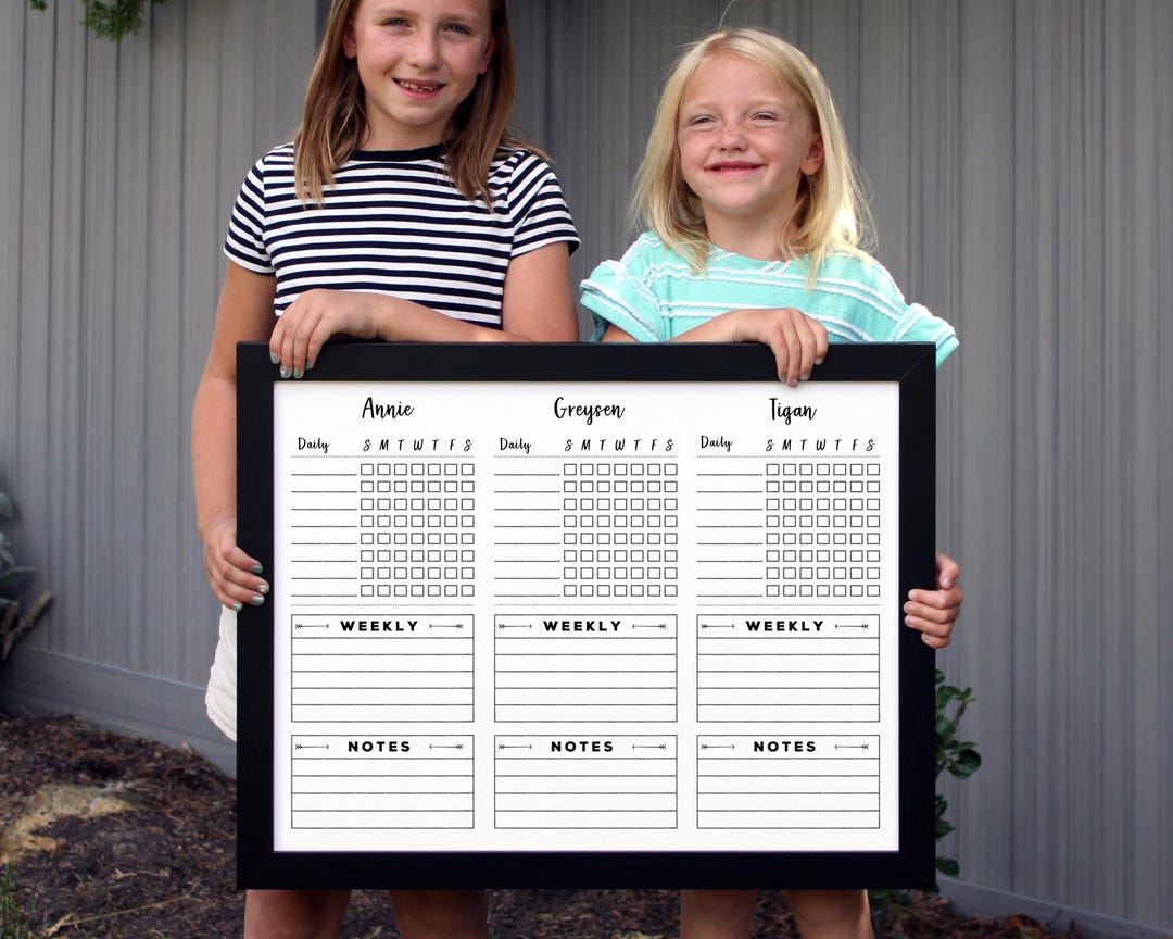 24 X 18 Whiteboard Chore Chart MEDIUM Dry Erase Chore Chart Framed ...