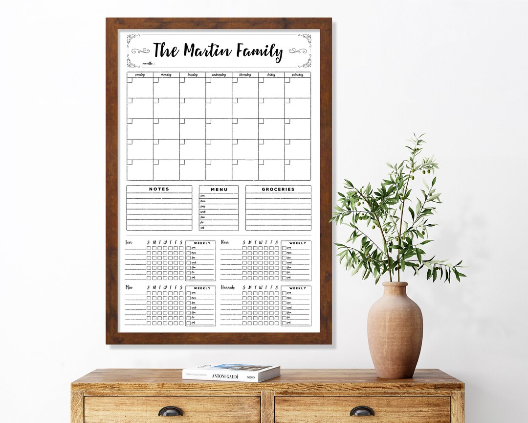 Farmhouse Chalkboard Calendar Personalized Dry Erase Chalkboard ...