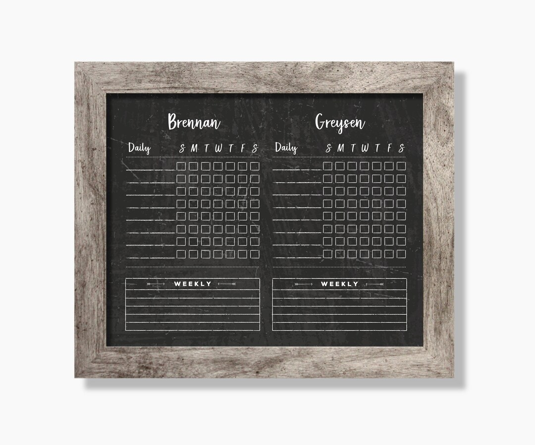 Chalkboard Chore Chart SMALL Dry Erase Chore Chart Framed Chore Chart ...