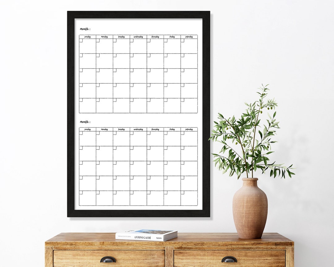 Large Minimalist Whiteboard Calendar 24" X 36", Dry-erase Reusable ...