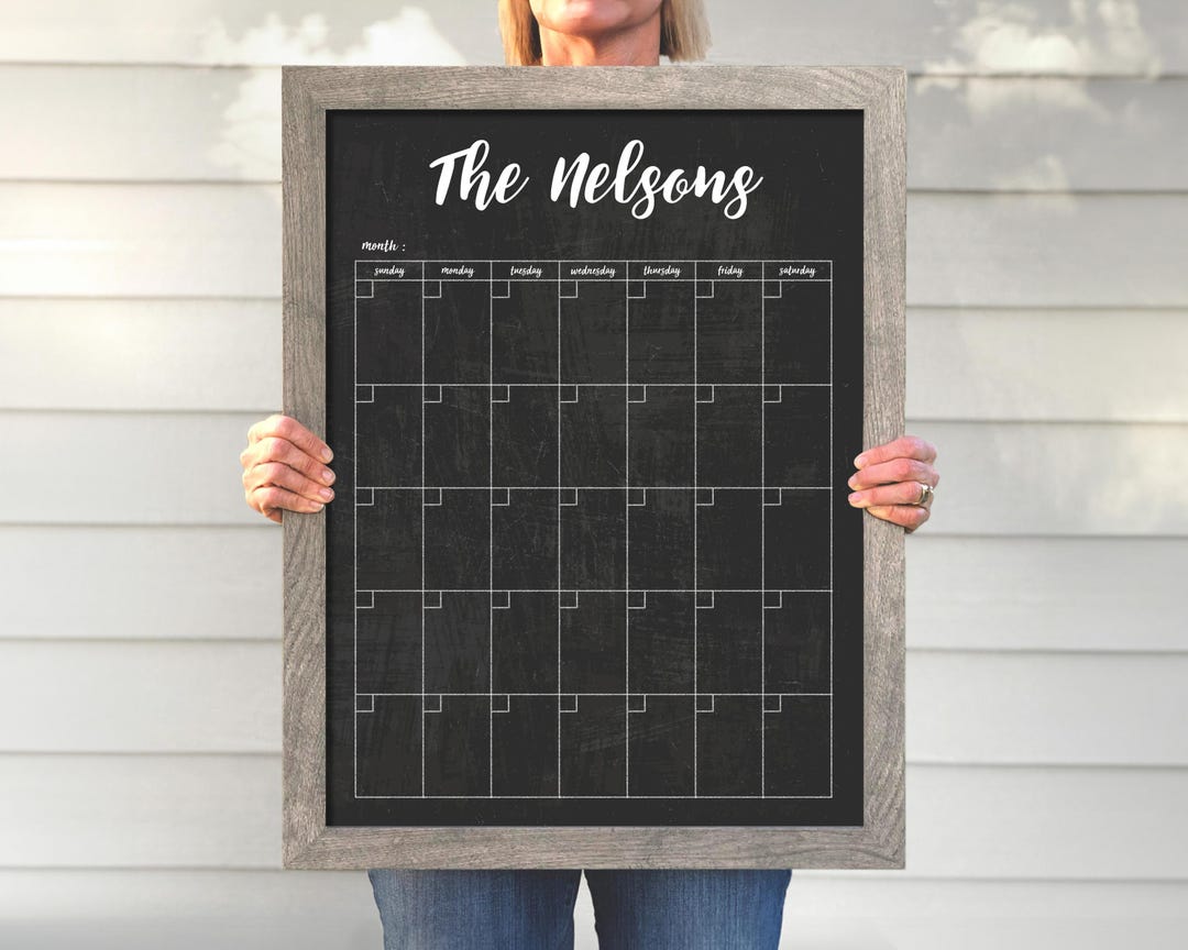 Chalkboard Calendar MEDIUM - No Notes or Menu - Dry Erase Calendar ...