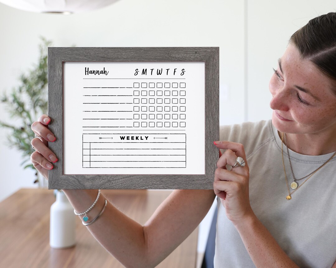 Whiteboard Chore Chart SMALL - Dry Erase Chore Chart - Framed Chore ...