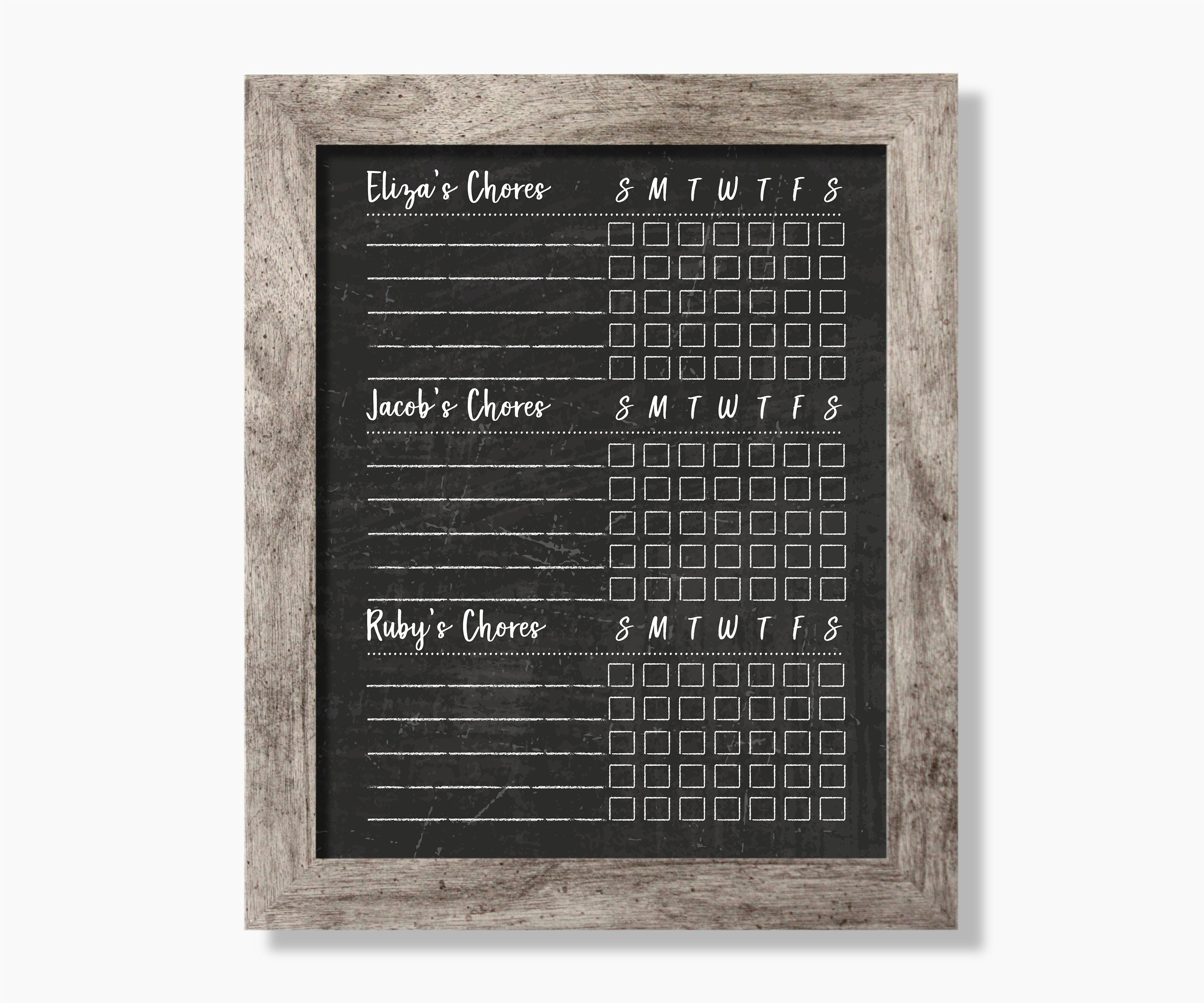 Chalkboard Chore Chart SMALL Dry Erase Chore Chart Framed | Etsy