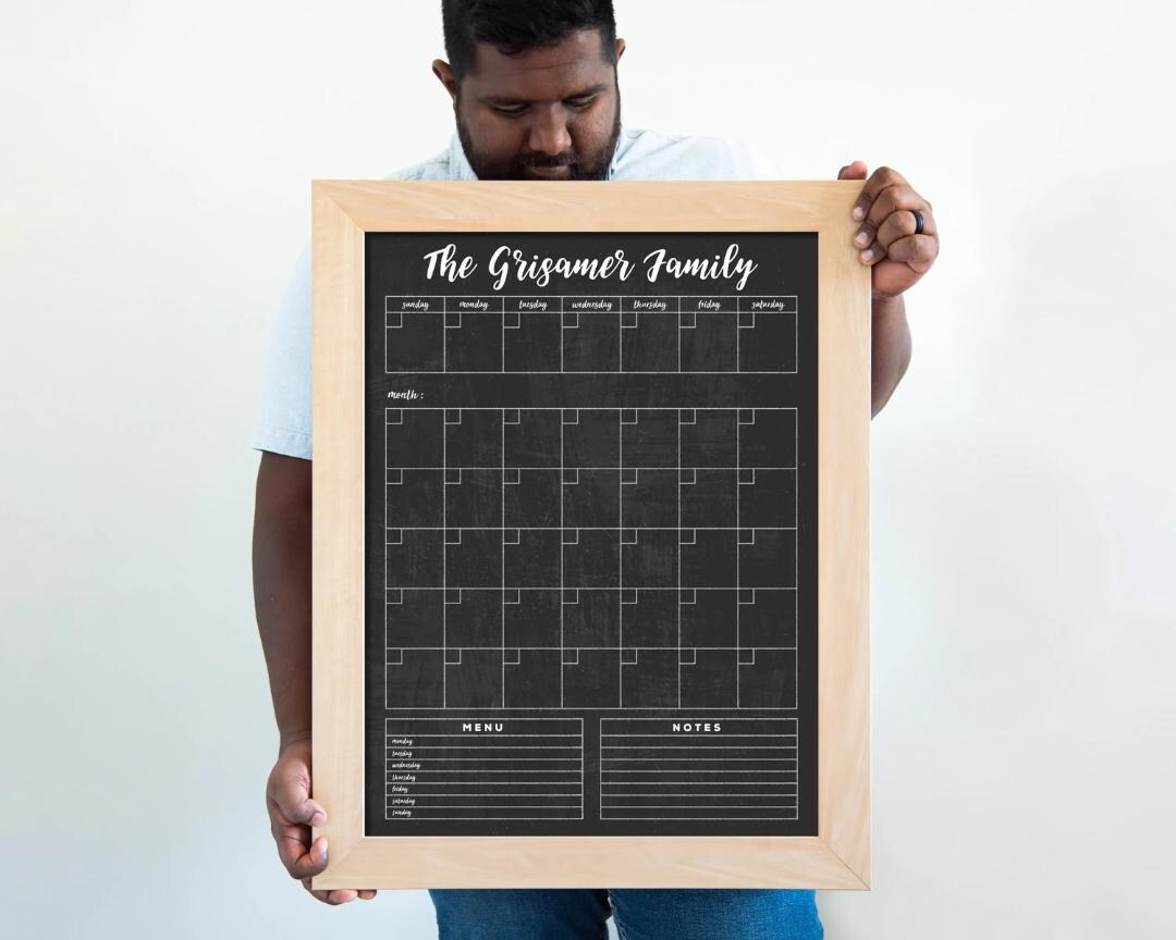 2025 Weekly & Monthly Combo | Chalkboard Calendar | Dry Erase Family ...