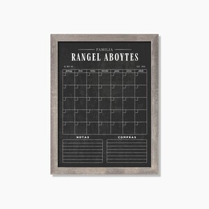 Chalkboard Calendar SPANISH MEDIUM Dry Erase Calendar Framed Calendar ...