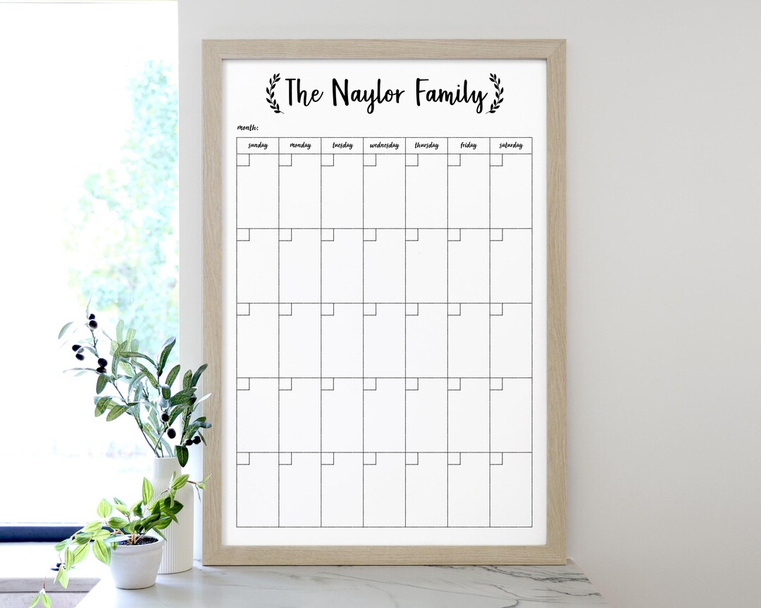 Framed Family Wall Calendar - Personalized & Framed Minimalist Style ...