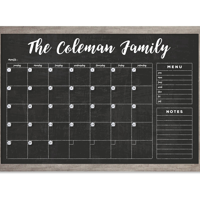 Chalkboard Calendar - Etsy