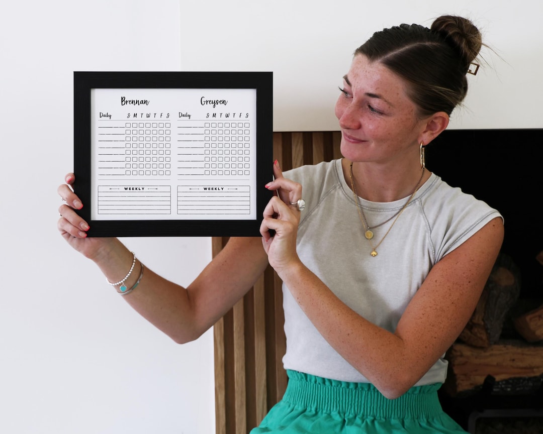 Whiteboard Chore Chart SMALL - Dry Erase Chore Chart - Framed Chore ...