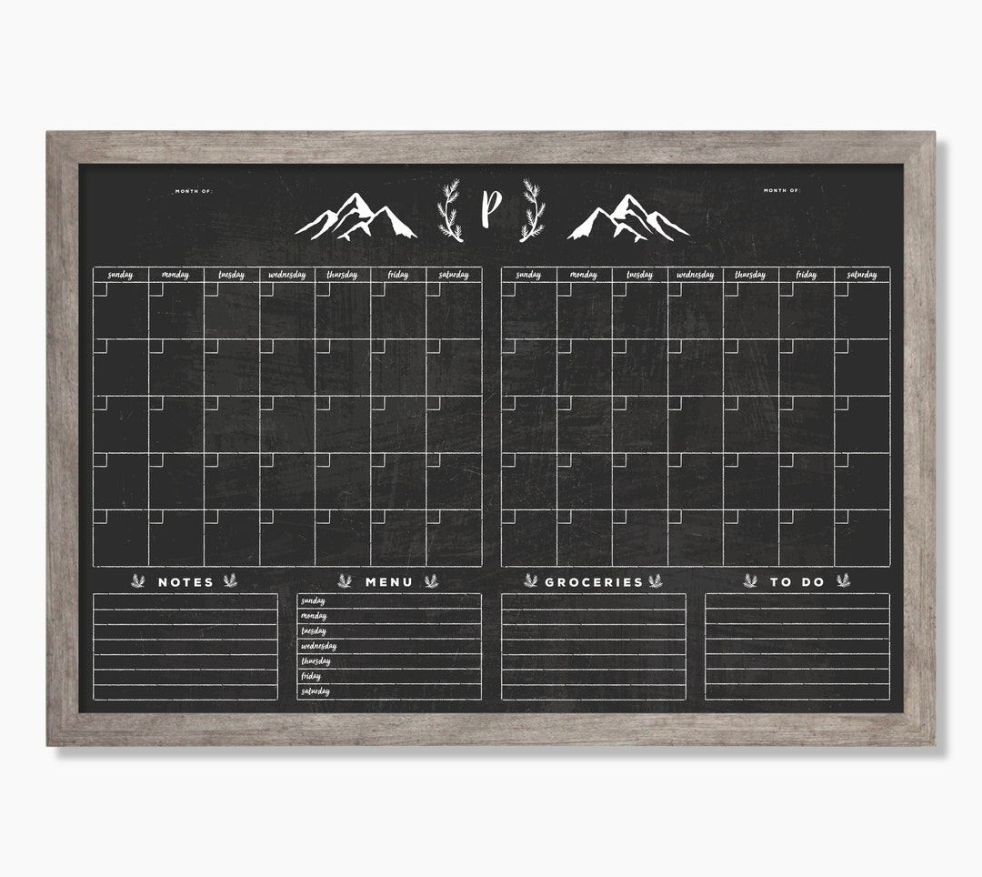 Cabin Style Calendar 36x24 W/mountains & Pine Boughs | Family Calendar ...