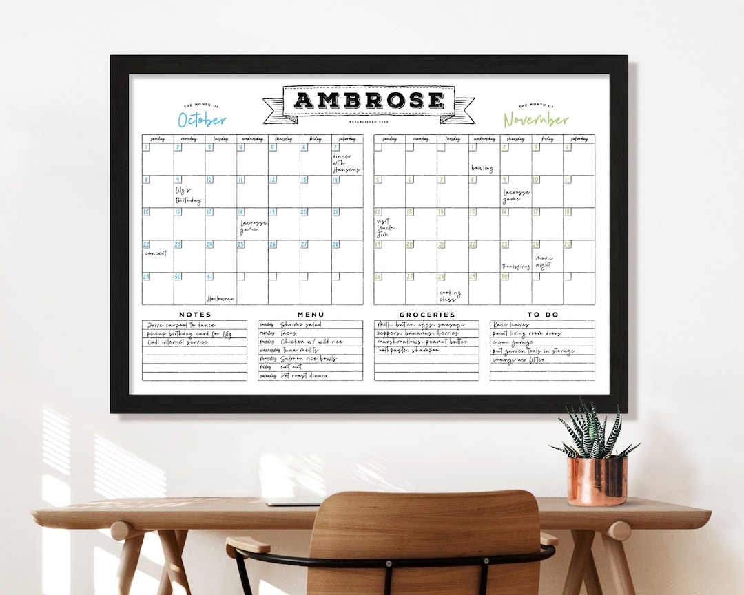 Personalized Dry Erase Wall Calendar With Custom to Do List and Notes ...