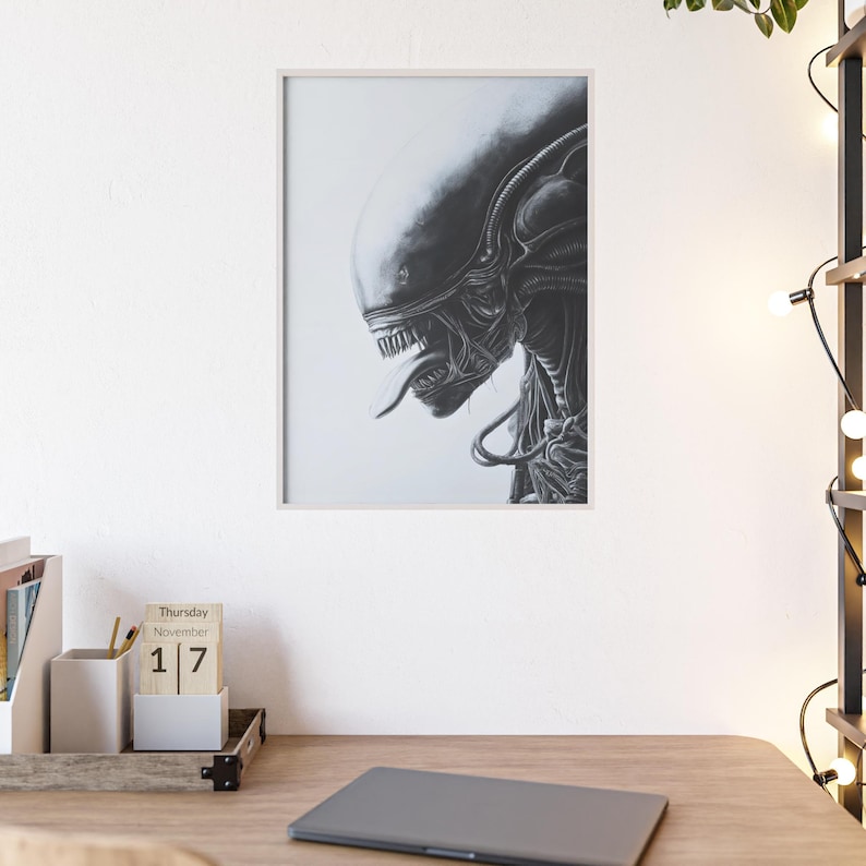 Xenomorph Pencil Drawing: Alien Movie Art Print, Framed Sci-fi Decor - Etsy
