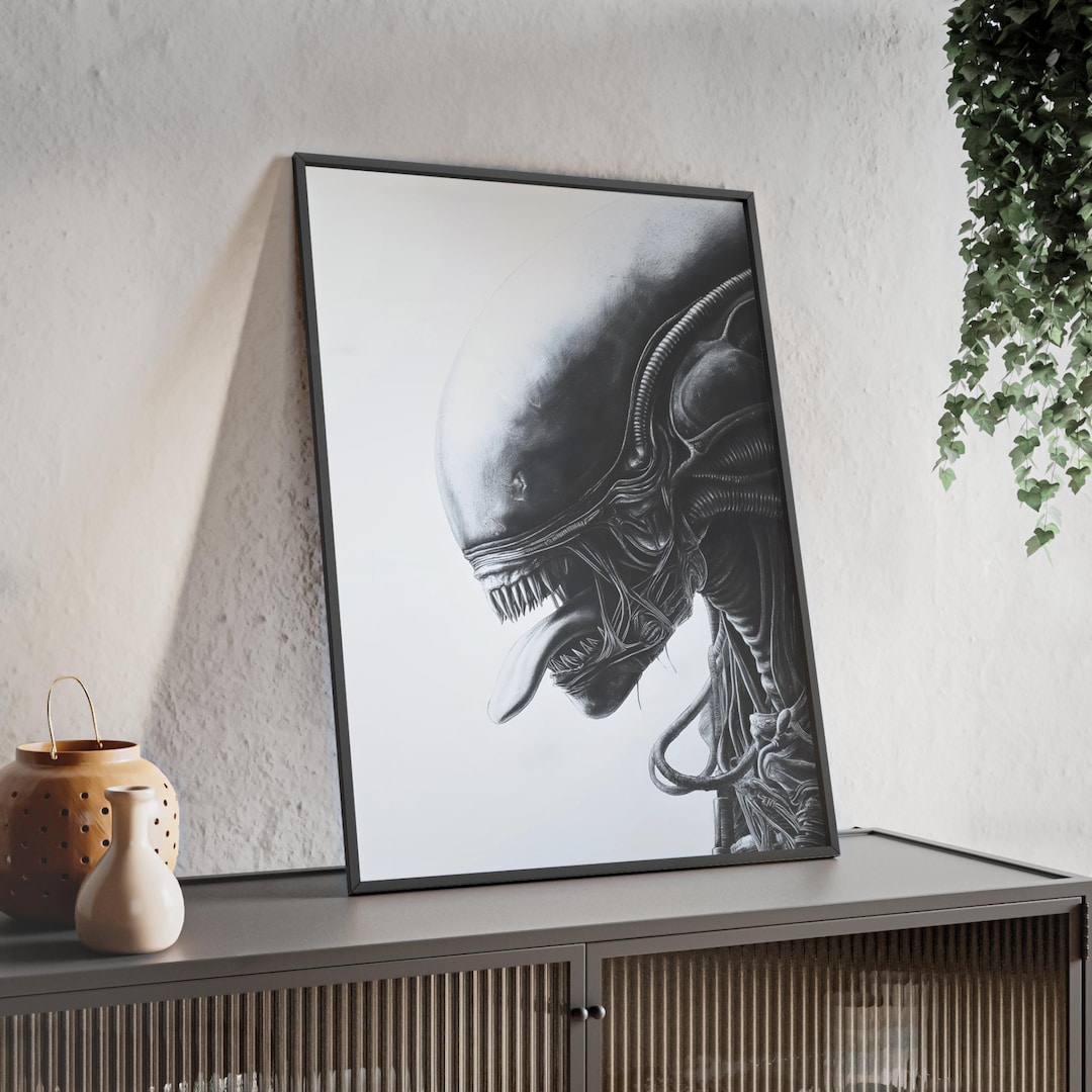 Xenomorph Pencil Drawing: Alien Movie Art Print, Framed Sci-fi Decor - Etsy