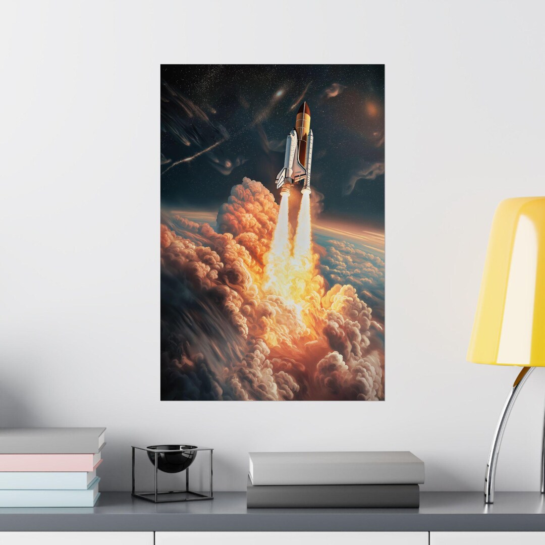 Space Themed Poster: Nasa-inspired Spaceship Launch With Earth View - Etsy