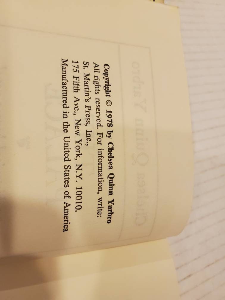 The Palace de Chelsea Quinn Yarbro, 1978 Livre à couverture rigide ...