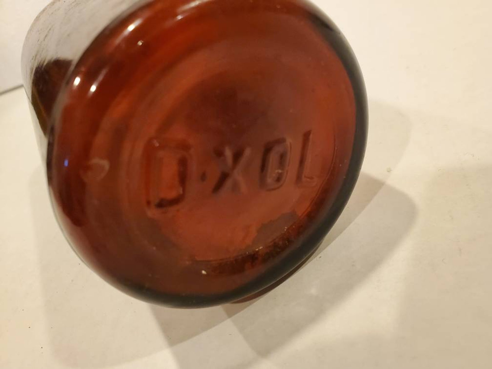 Vintage OXOL Brown Embossed Bottle With Stopper - Etsy