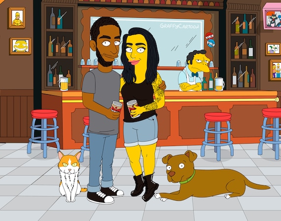 Simpson Portrait Custom Simpson Couple Yellow Character | Etsy