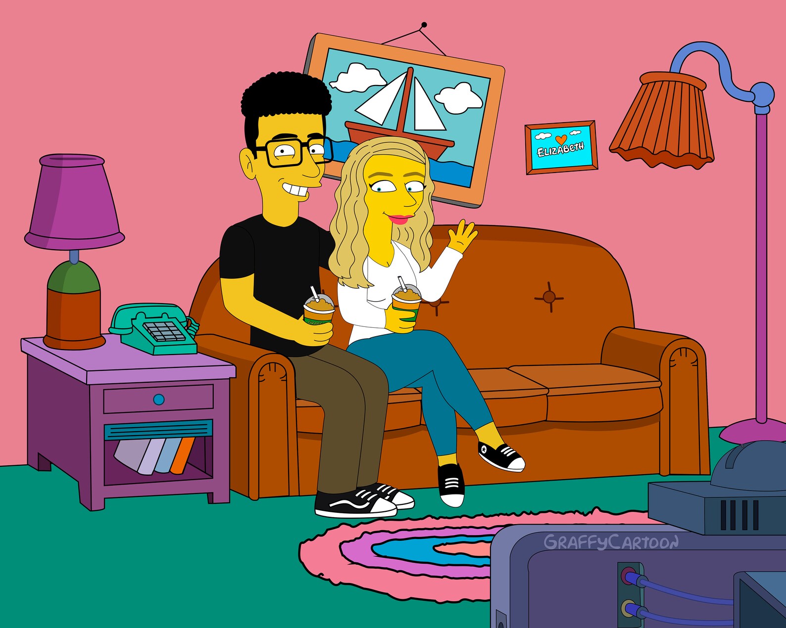 Simpsons Portrait Turn Me Yellow Simpsons Family Portrait | Etsy