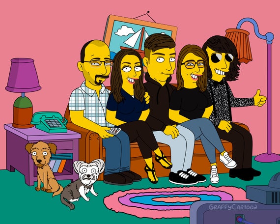 SALE Simpsons Portrait on the Couch Portrait Yellow | Etsy