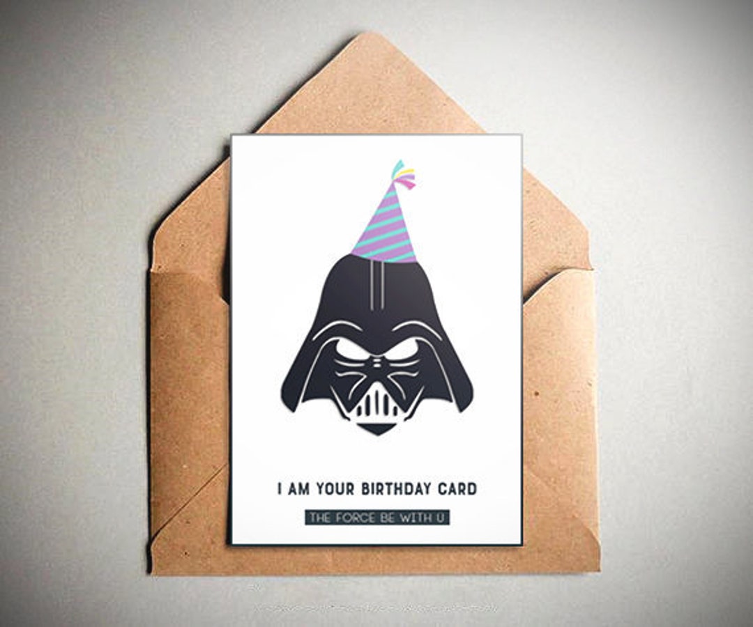 Star Wars Birthday Card, Star Wars Darth Vader Birthday Party Card ...