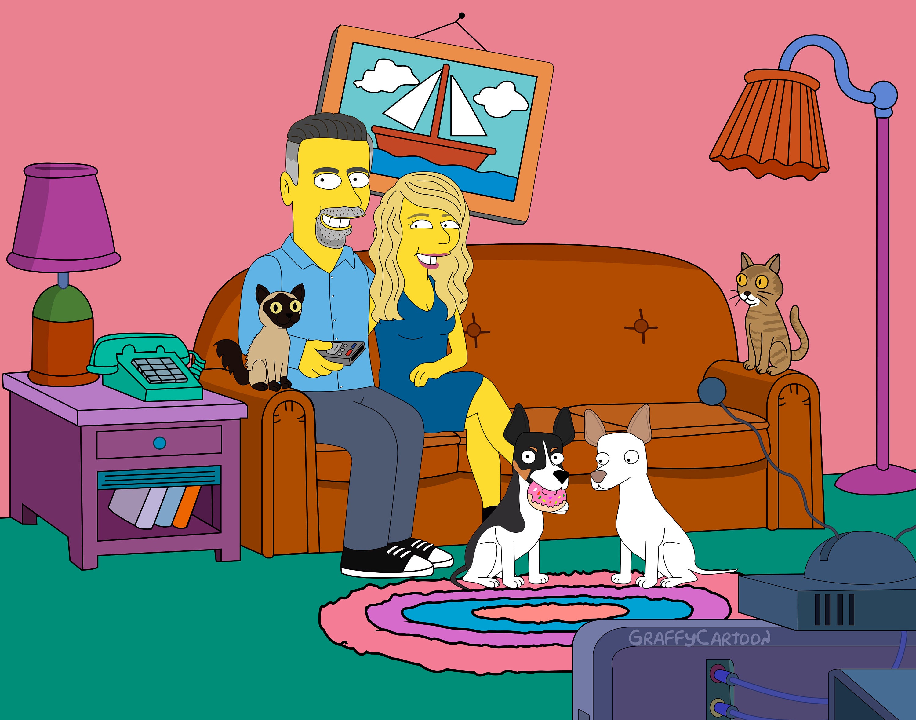 Simpson Portrait custom simpson couple yellow character - Etsy.de