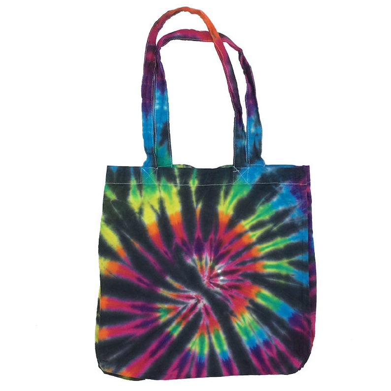 Tie Dye Tote Bag Spiral Black Grocery Size Tote Cotton - Etsy.de