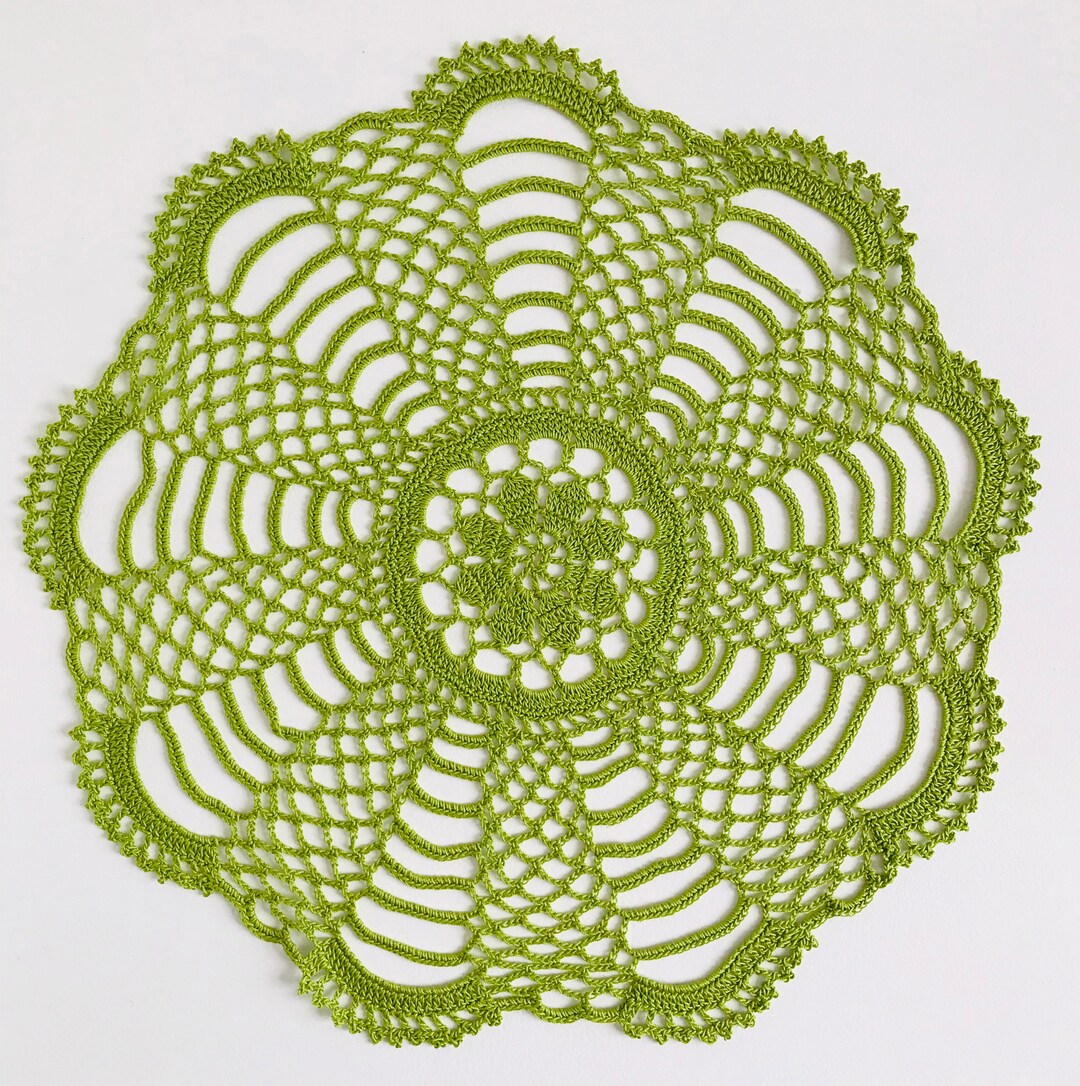 Green Doily, 40 Cm Crochet Doily, Cotton Doily for Table - Etsy