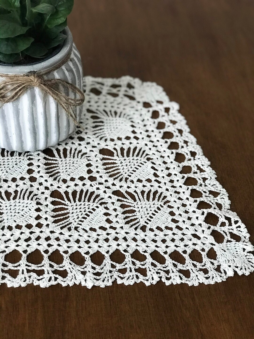 Linen Crochet Doily: Rhombus Crochet Lace Table Centerpiece - Etsy