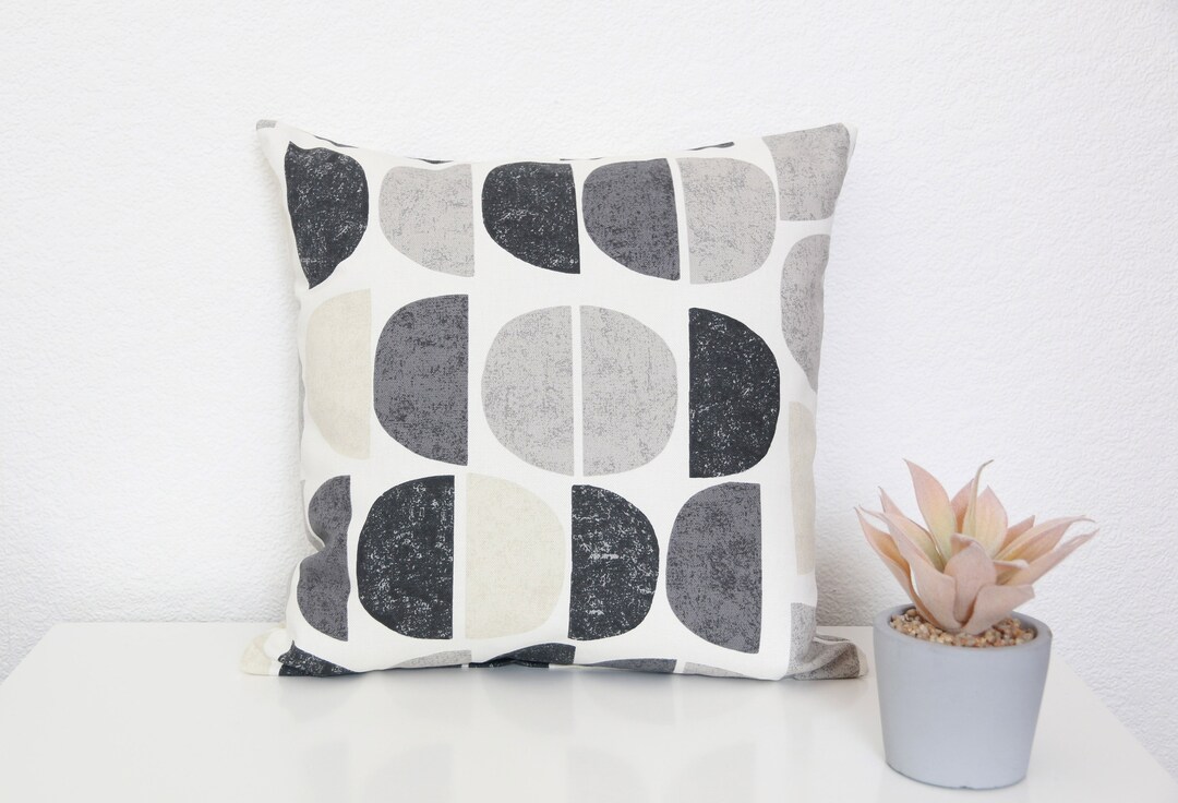 Scandi Grey Geometric Pillow Cover, Double Sided Throw Cushion Cover ...