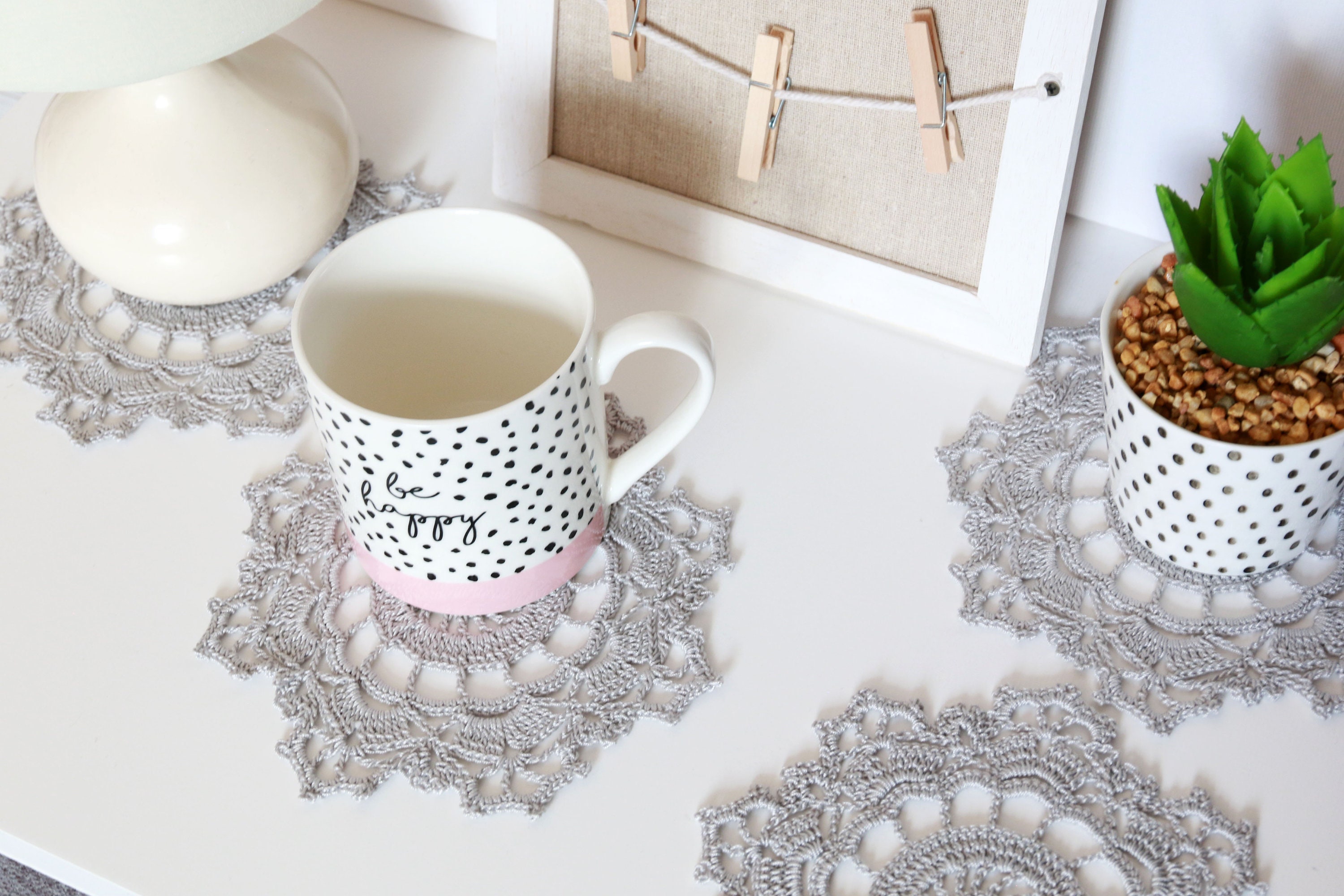 Small Hand Crochet Doily Grey Lace Doily Handmade Cotton - Etsy