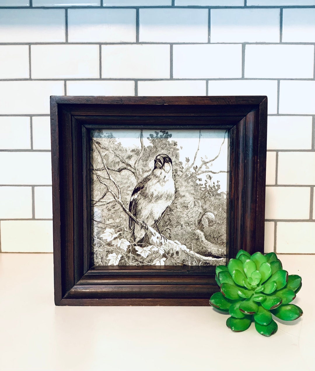Victorian Era Framed Hawk Tile - Minton China Works - Stoke on Trent ...