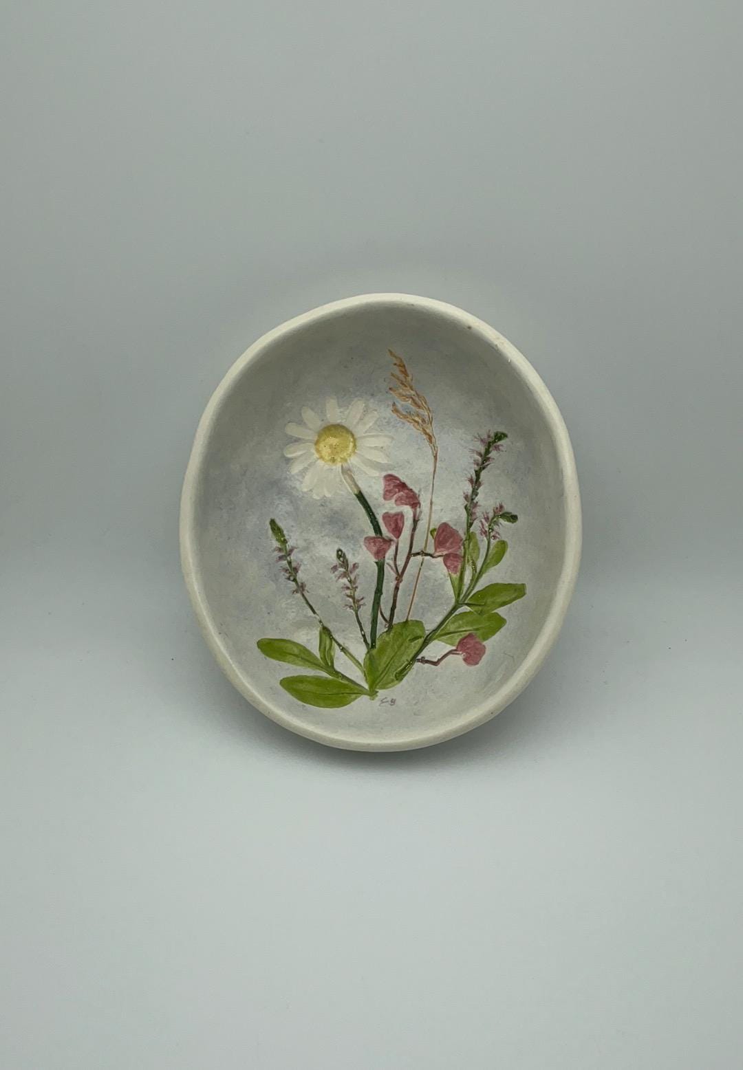 Salt Marsh Pottery Pressed Floral Themed Hand Painted Bowl hanging 1994 ...