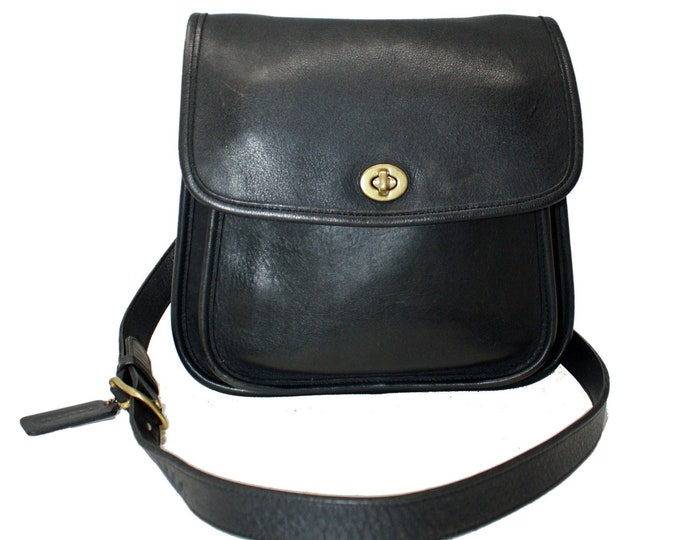 Vintage Coach XL Side Pack Style 9979 in Black Leather, 90's Crossbody ...