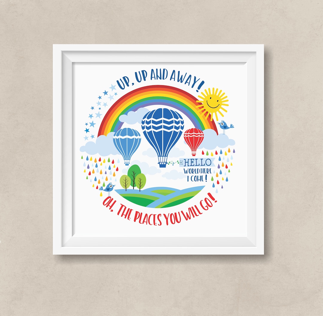 Oh, the Places You'll Go Printable Art for Kid's Room, Hot Air Balloons ...