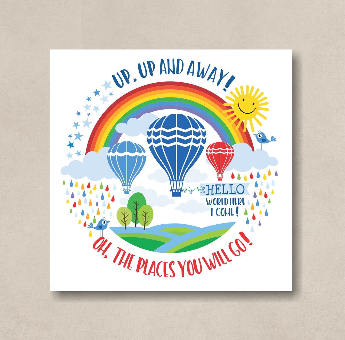 Oh, the Places You'll Go Printable Art for Kid's Room, Hot Air Balloons ...