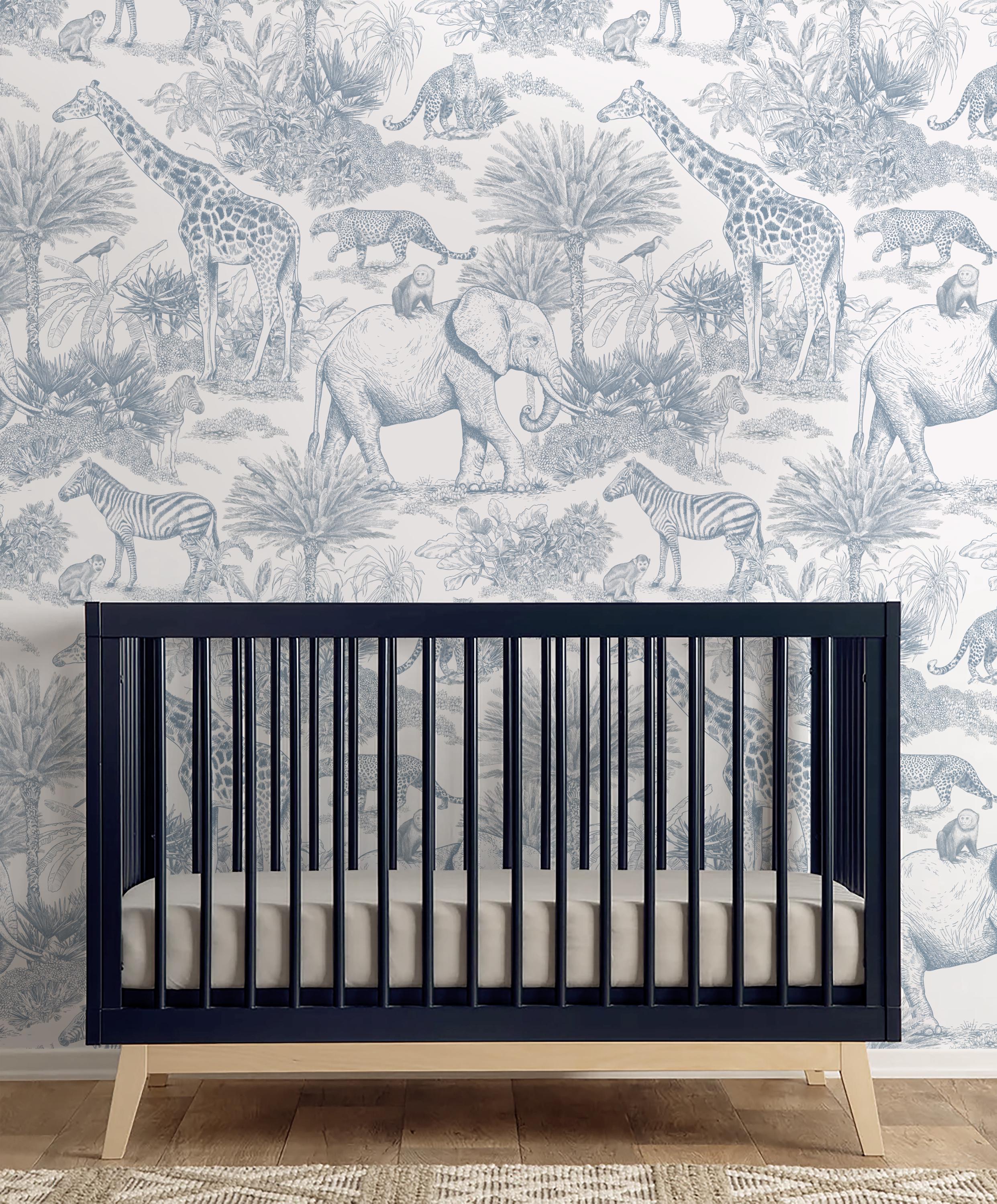 Vintage Safari Animals Self-adhesive Removable Wallpaper, Peel & Stick ...