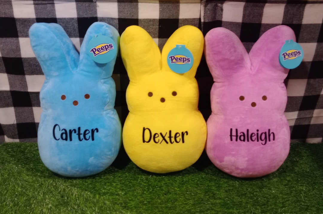 Large 15 Personalized Easter Peeps Plush/ Easter Basket Filler/ Bunny ...