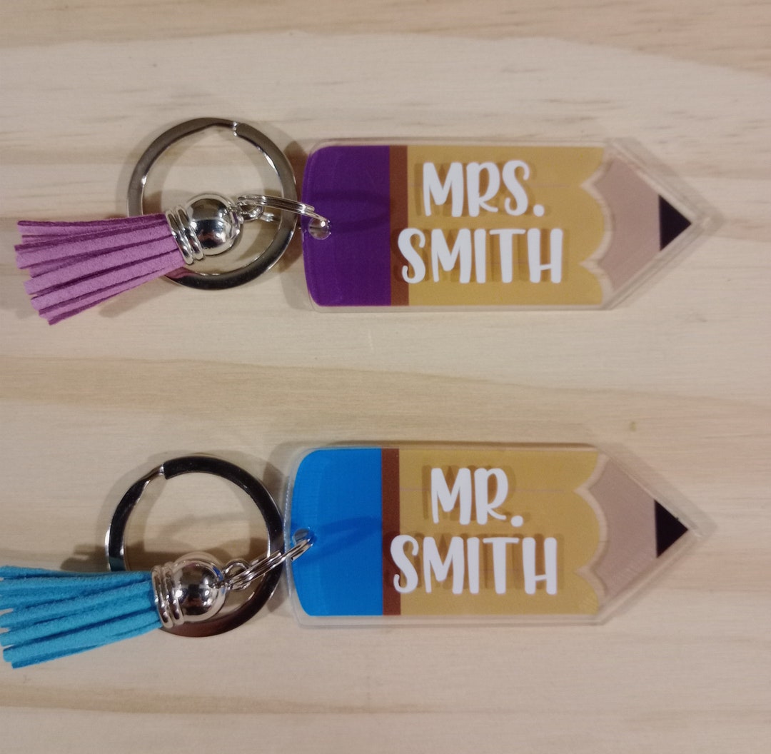 Personalized Teacher Key Chains Pencil Key Chains Custom Acrylic Key ...