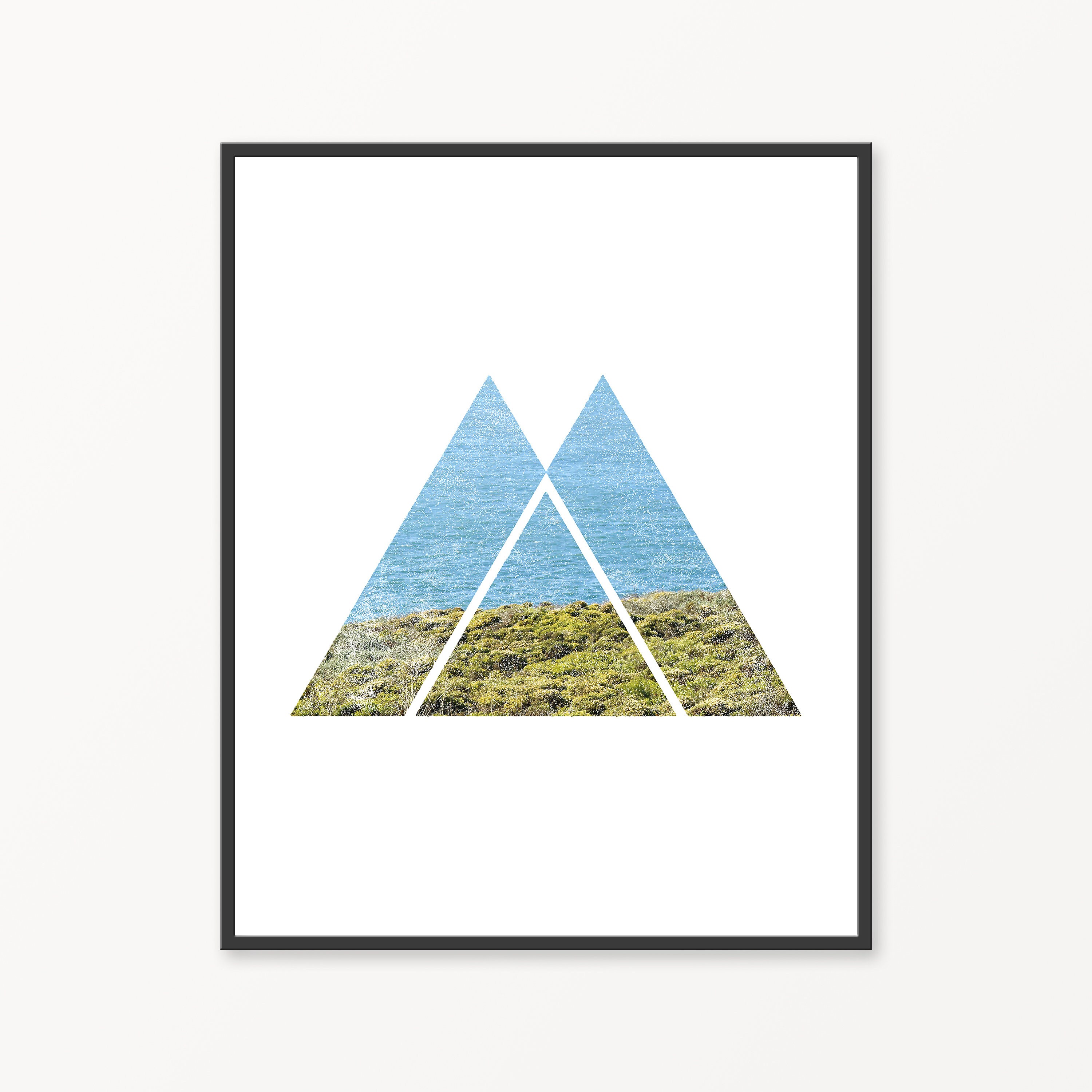 Triangle Wall Decor, Abstract Triangle Art, Ocean Art Print, Minimalist ...