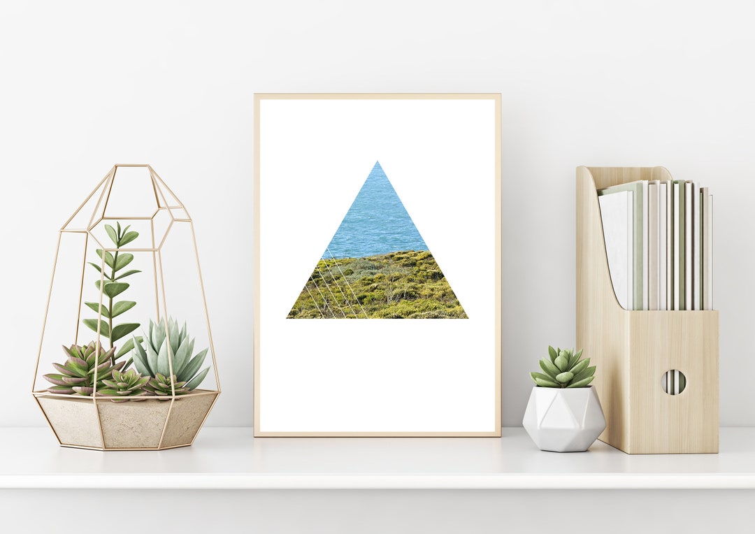 Triangle Wall Decor, Abstract Triangle Art, Ocean Art Print, Minimalist ...