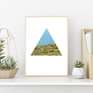Triangle Wall Decor, Abstract Triangle Art, Ocean Art Print, Minimalist ...