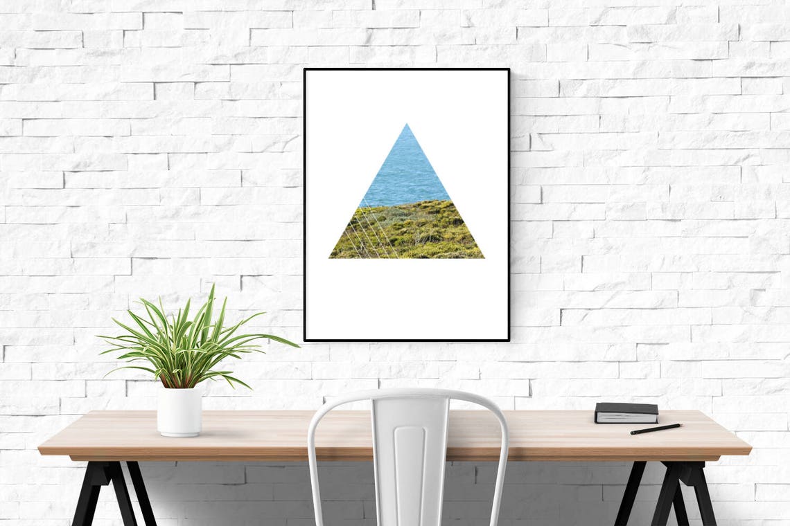 Triangle Wall Decor Abstract Triangle Art Ocean Art Print - Etsy