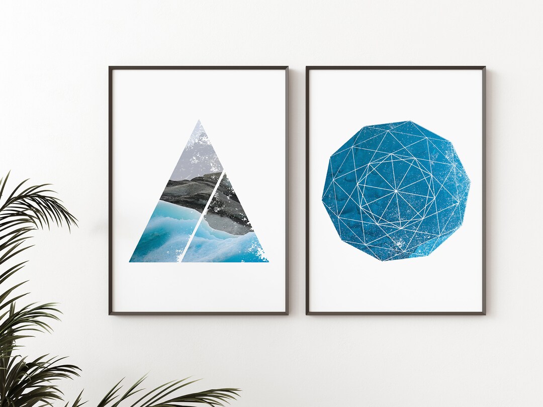 Set of Two Abstract Iceberg Prints, Iceland Print, Modern Wall Art ...