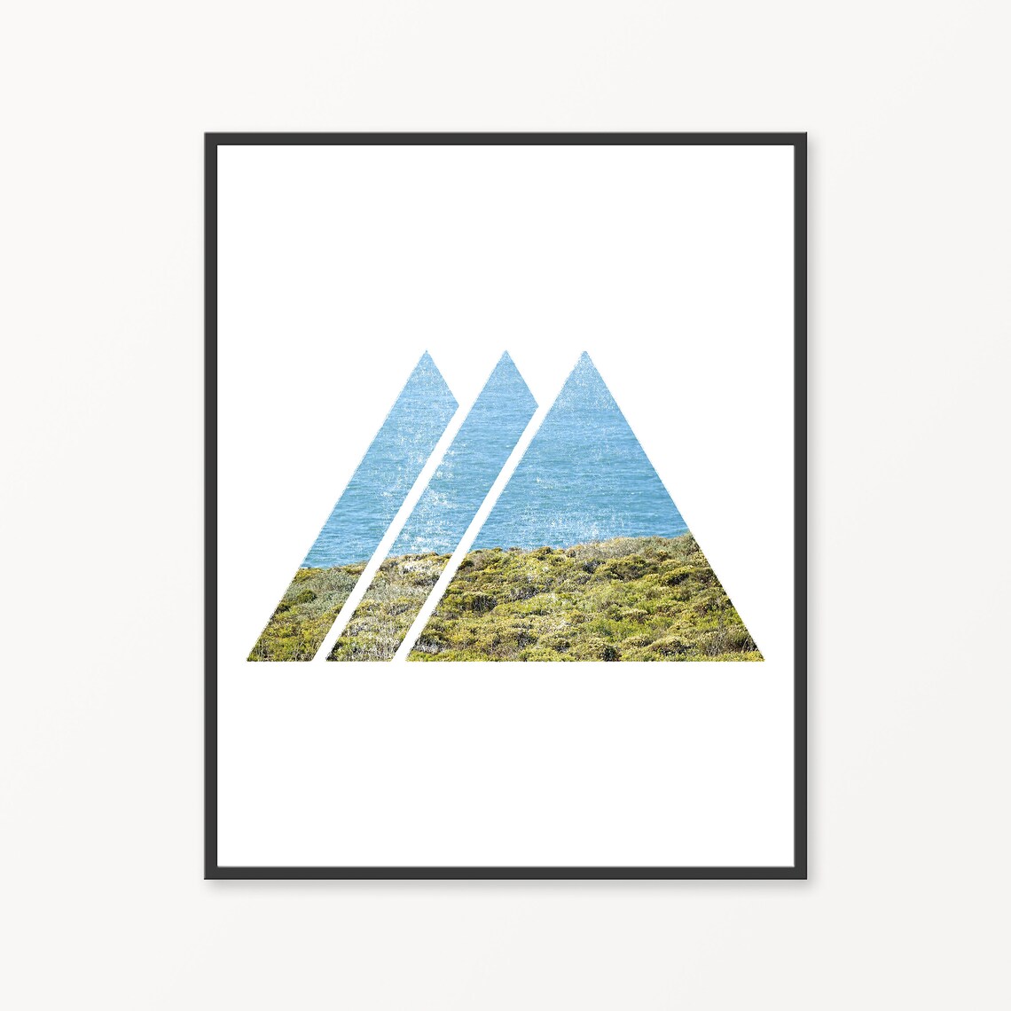 Triangle Wall Decor, Abstract Triangle Art, Ocean Art Print, Minimalist ...