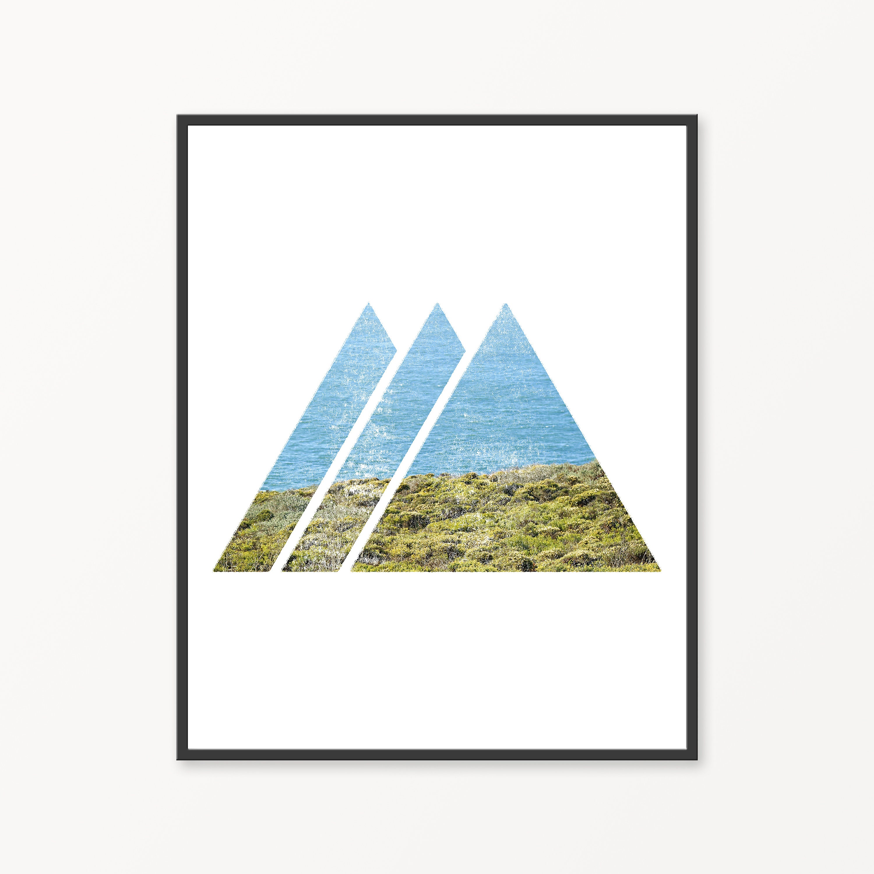 Triangle Wall Decor, Abstract Triangle Art, Ocean Art Print, Minimalist ...