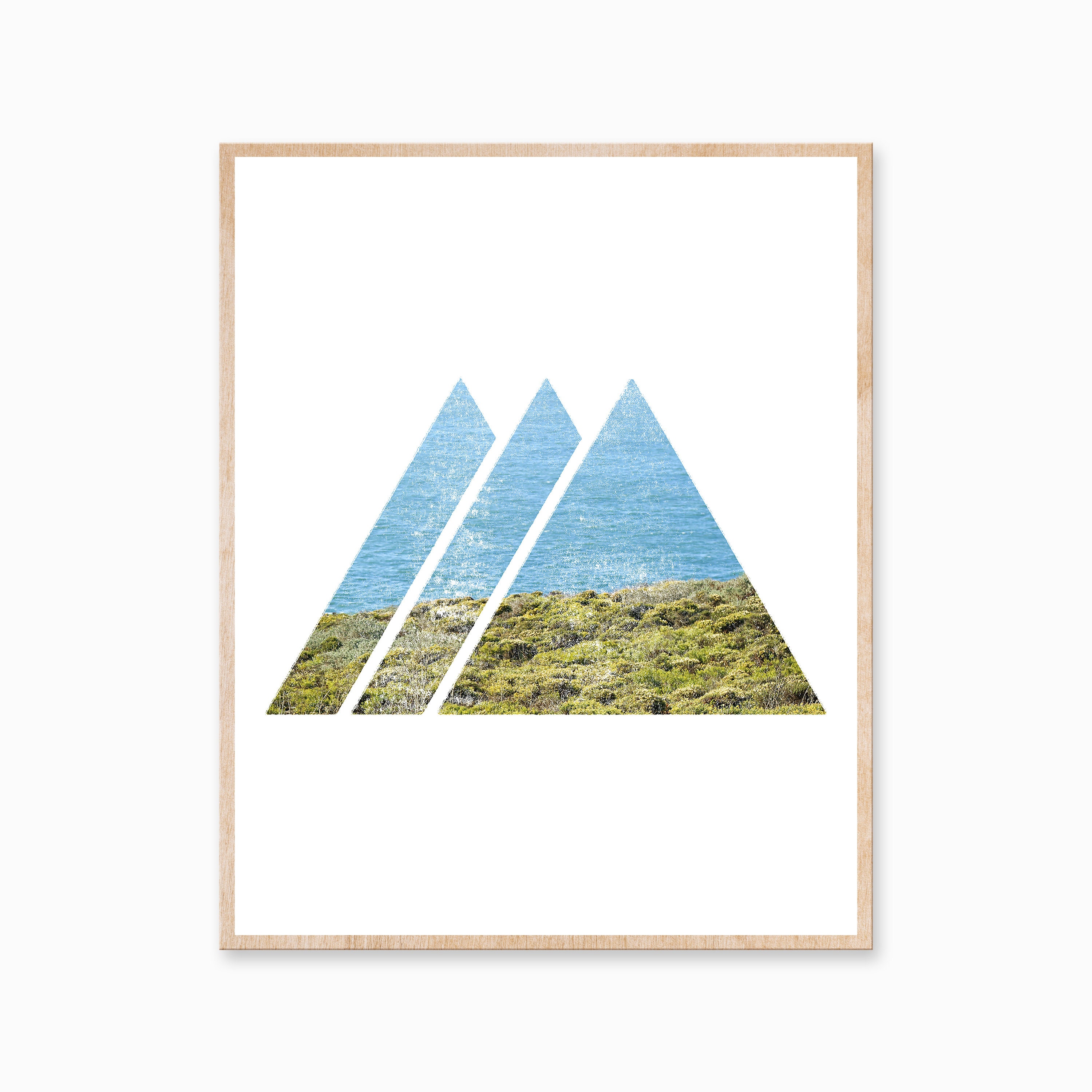 Triangle Wall Decor, Abstract Triangle Art, Ocean Art Print, Minimalist ...