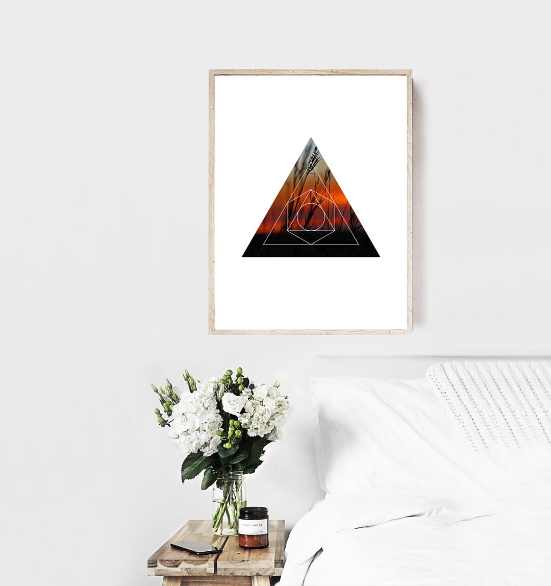 Geometric Sunset Print, Triangle Print, Geometric Wall Art, Kenya ...