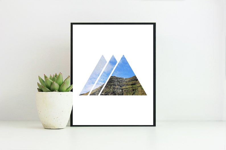 Digital Download, Geometric Mountain Art, Triangle Wall Decor, Mountain ...