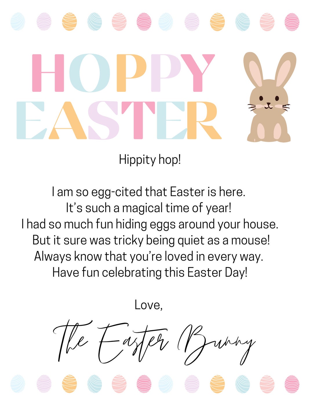 Easter Bunny Letter - Etsy