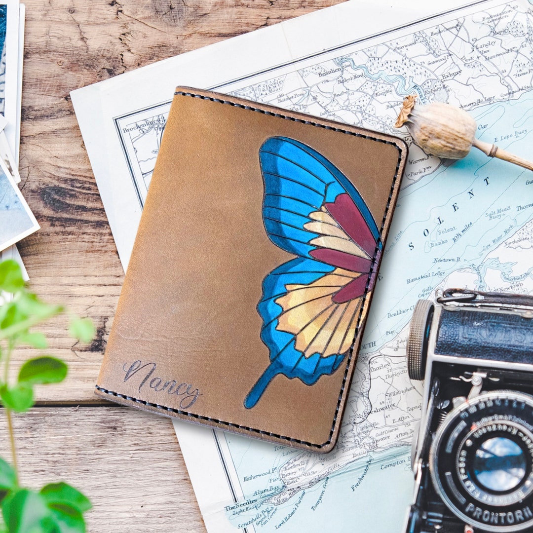 Personalized Passport Wallet, Butterfly Passport Wallet, Leather ...